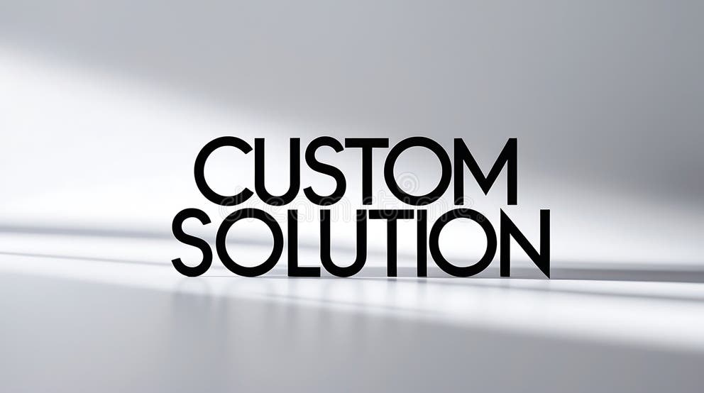 Custom Solution Typography Displayed Against a Soft Backdrop with Subtle Shadows Stock Photo ...