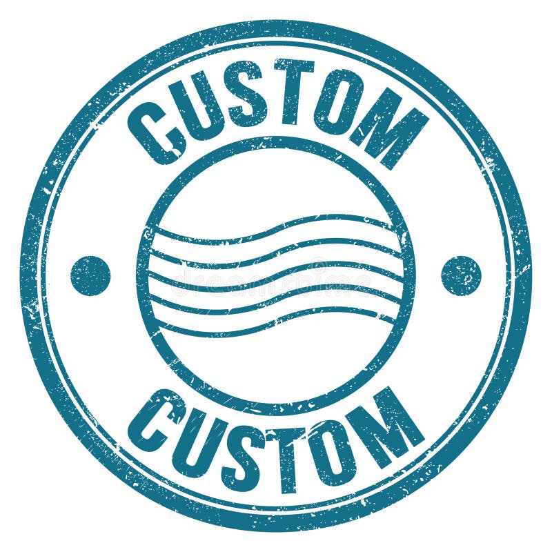 CUSTOM Text Written on Blue Round Postal Stamp Sign Stock Illustration ...