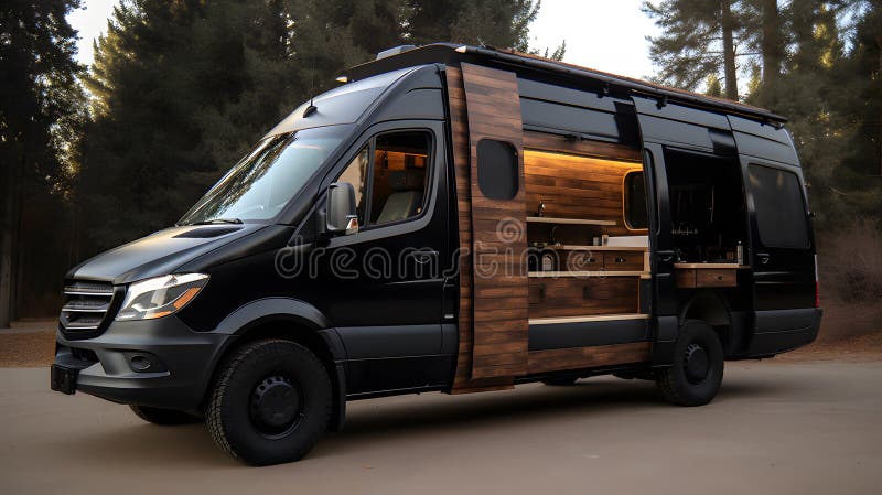Custom Van Mobile Home Travel Three Generative AI Stock Illustration ...