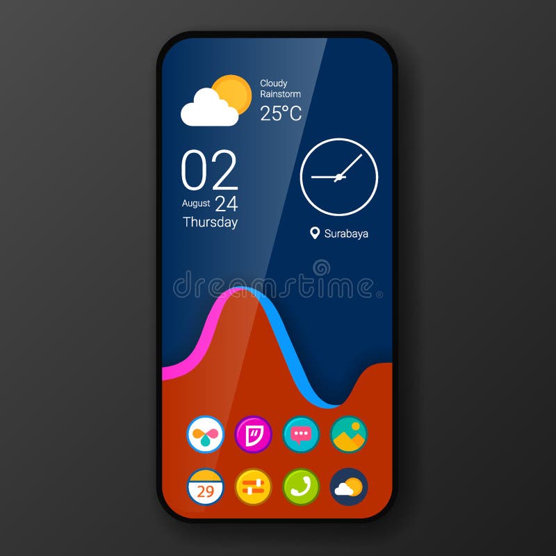 Custom Wallpaper User Interface Home Screen Realistic Smartphone Design ...