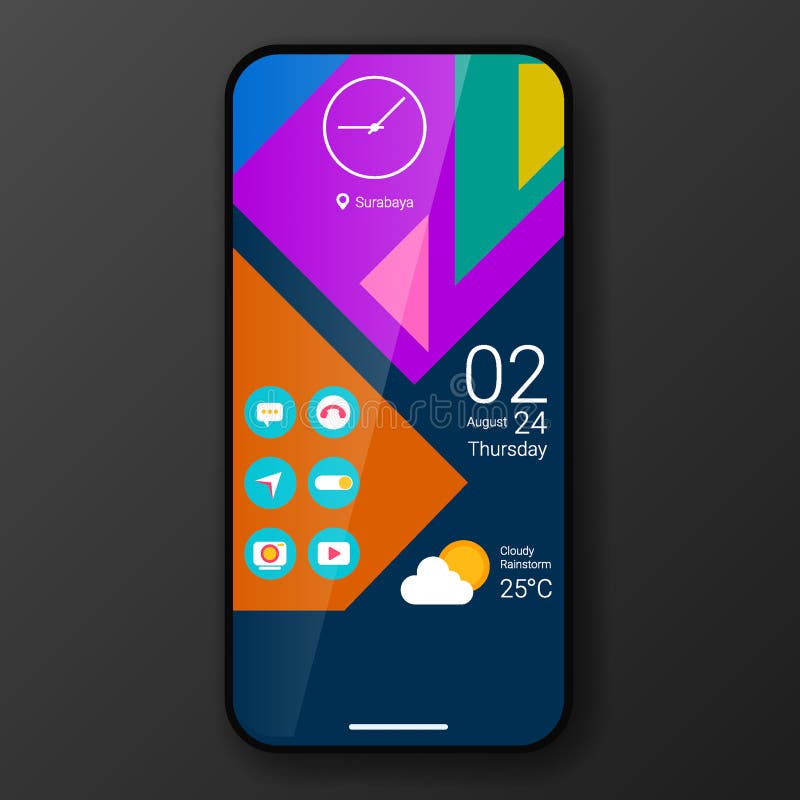 Custom Widget User Interface Home Screen Realistic Smartphone Design ...