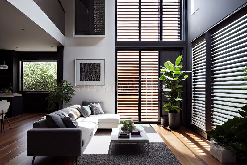 Custom Window Louvers in Sleek and Modern Home, Bringing Natural Light ...