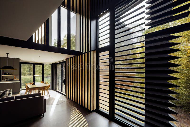 Custom Window Louvers in Sleek and Modern Home, Bringing Natural Light ...