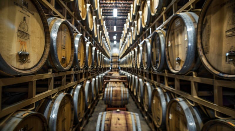 A Custombuilt Temperaturecontrolled Barrel Room Stacked with Oak ...