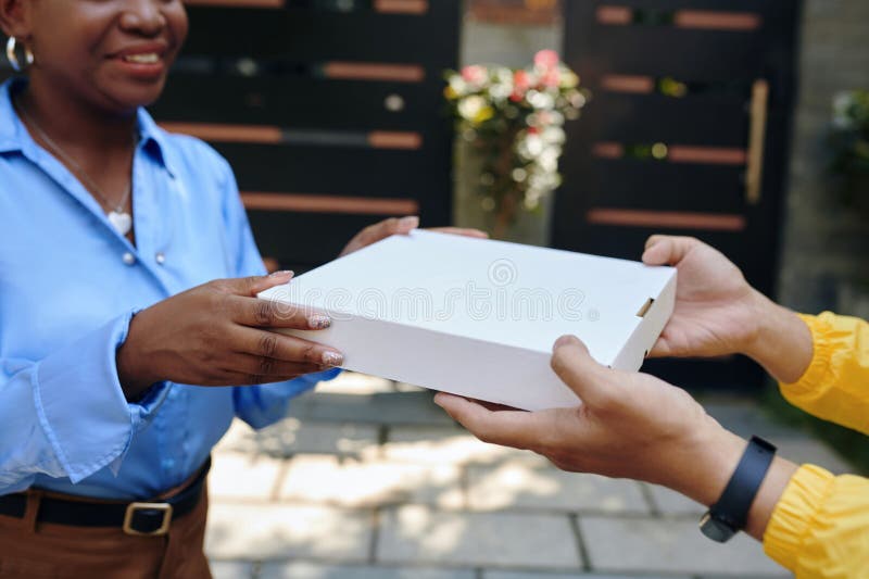 Customer Accepting Food Delivery Stock Photo - Image of delivery, give ...