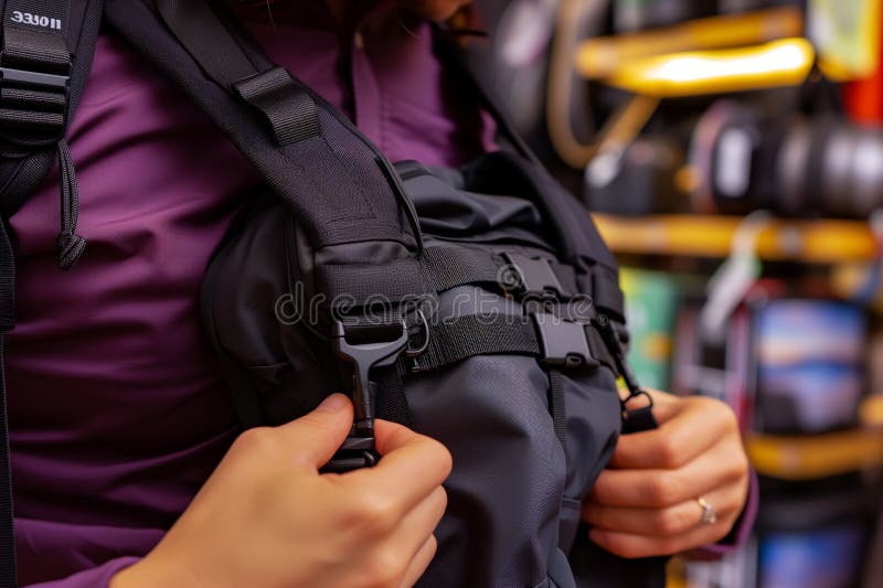 Customer Adjusting the Straps on a Camera Bag Stock Image - Image of ...
