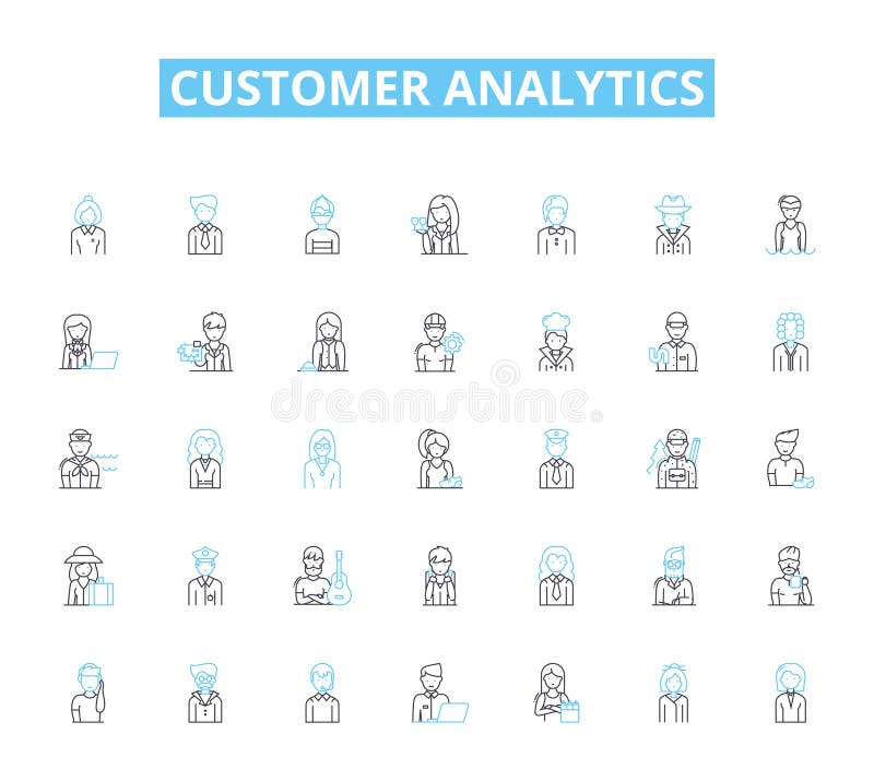 Customer Analytics Linear Icons Set Segmentation Insights Retention Acquisition Sentiment