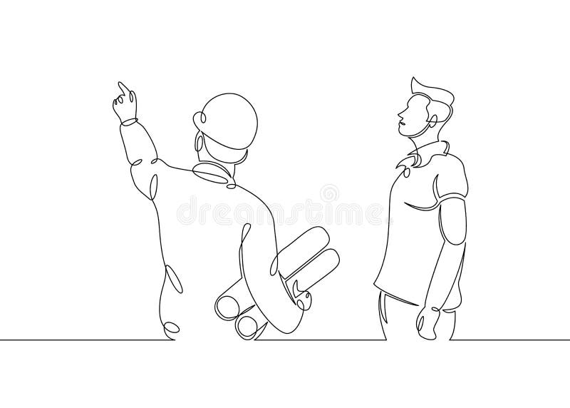 Customer and Architect with Drawings Stock Illustration - Illustration ...