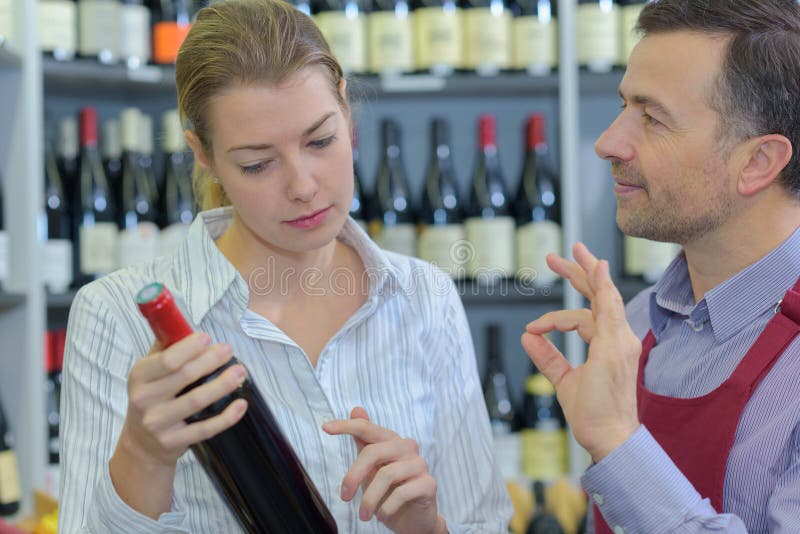 Customer Asking about Bottle Wine Stock Image - Image of caucasian ...