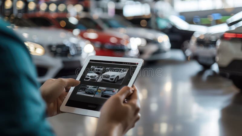A Customer Browsing a Digital Car Inventory Catalog on a Dealership ...