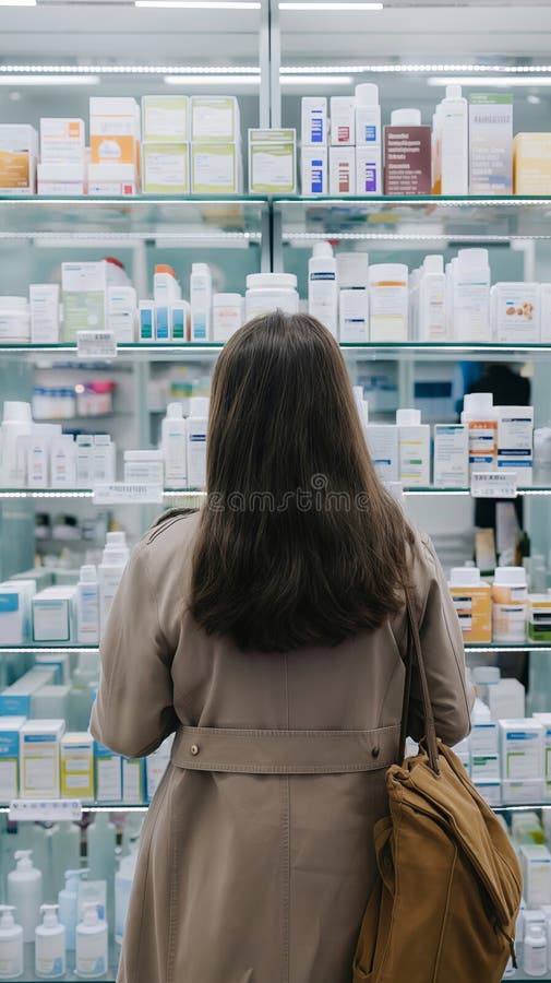 Customer Browsing Pharmacy Shelf for Sleeve Pattern Design Stock Photo ...