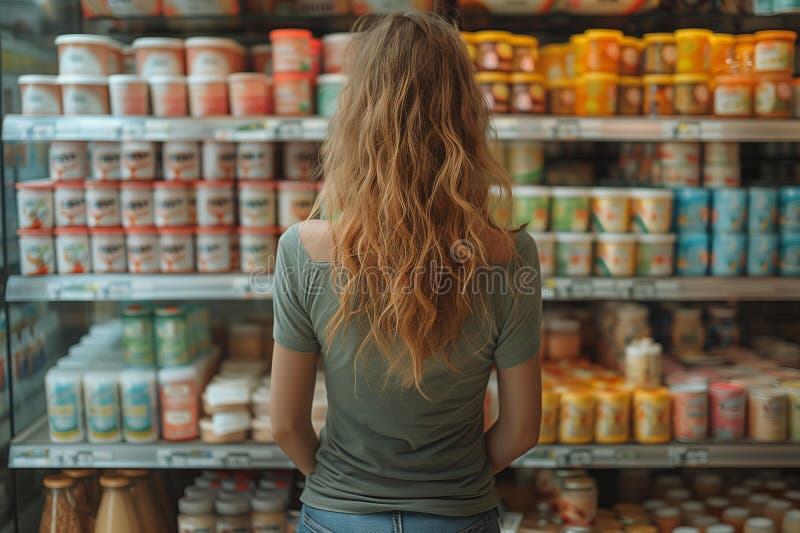 Customer Browsing Products on Shelf in Convenience Store Stock Image ...