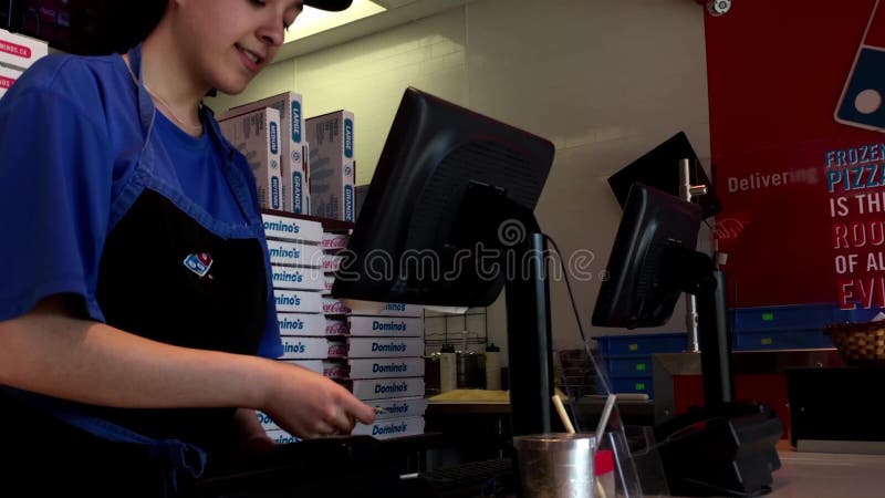 Domino Pizza Delivery Man stock video. Video of kingdom - 189137091