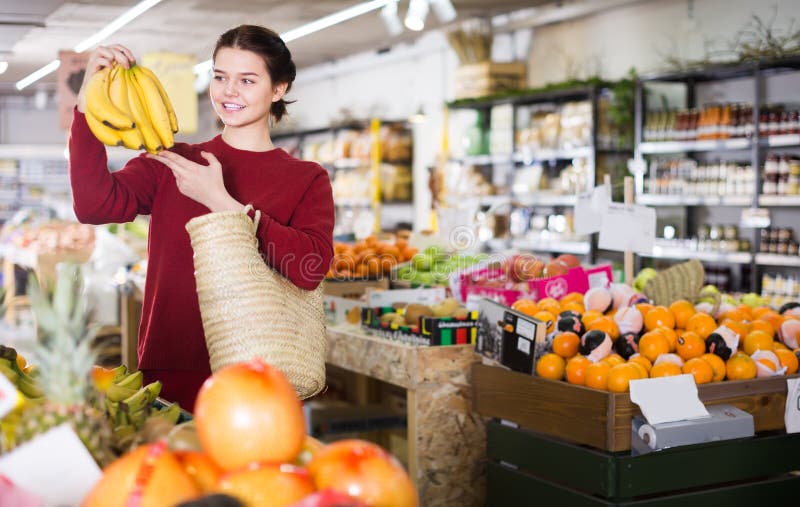 Customer buys bananas stock image. Image of plantain - 219112201