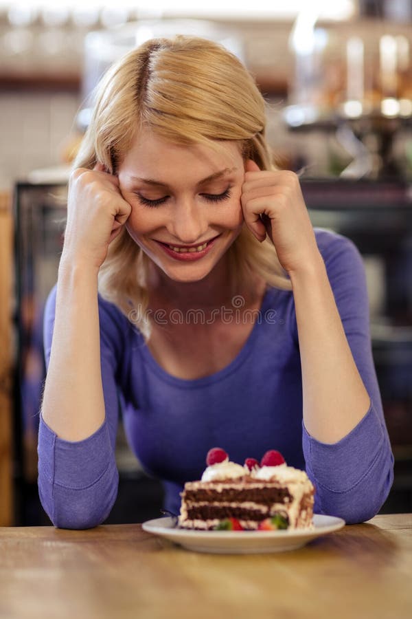 Customer with a cake alone stock photo. Image of business - 77688512