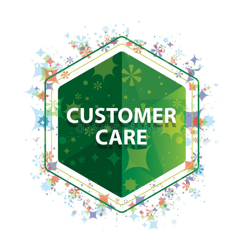 Customer Care Floral Plants Pattern Green Hexagon Button Stock ...