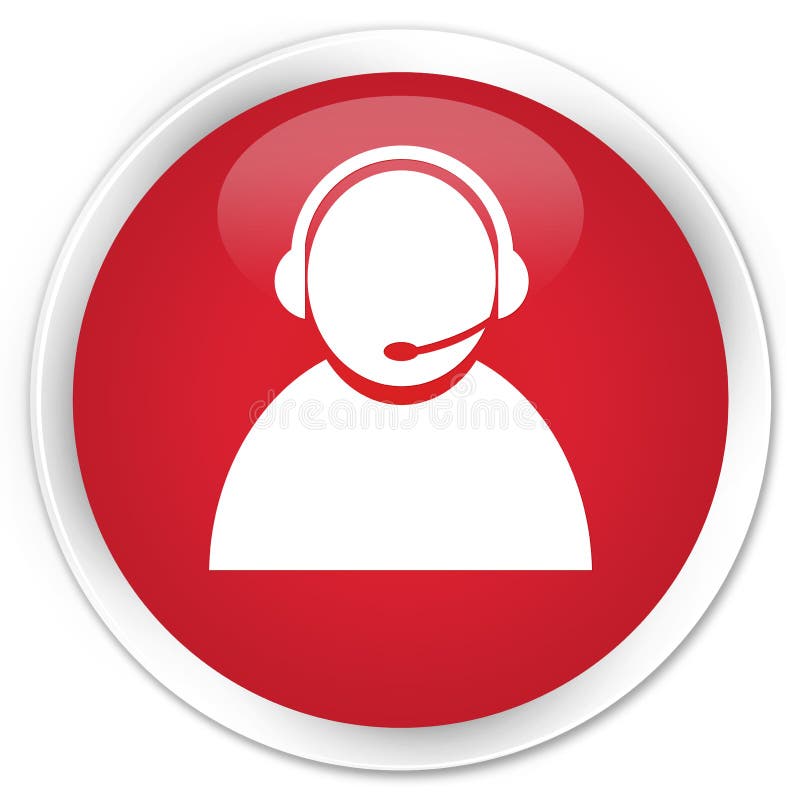 Customer Care Icon Premium Red Round Button Stock Illustration ...