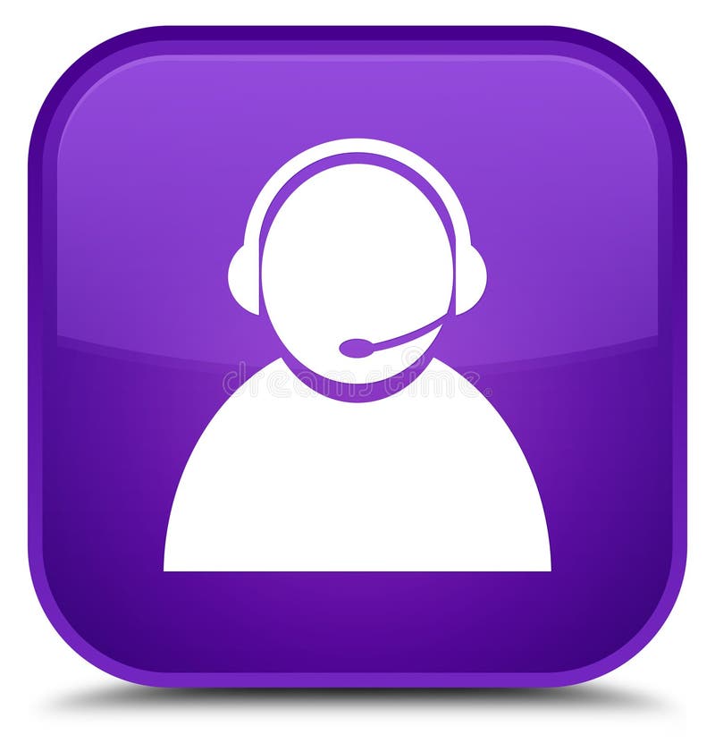 Customer Care Icon Special Purple Square Button Stock Illustration ...