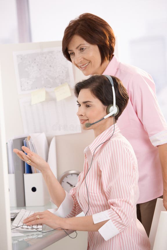 Customer Care Operator with Supervisor Stock Image - Image of coworkers ...