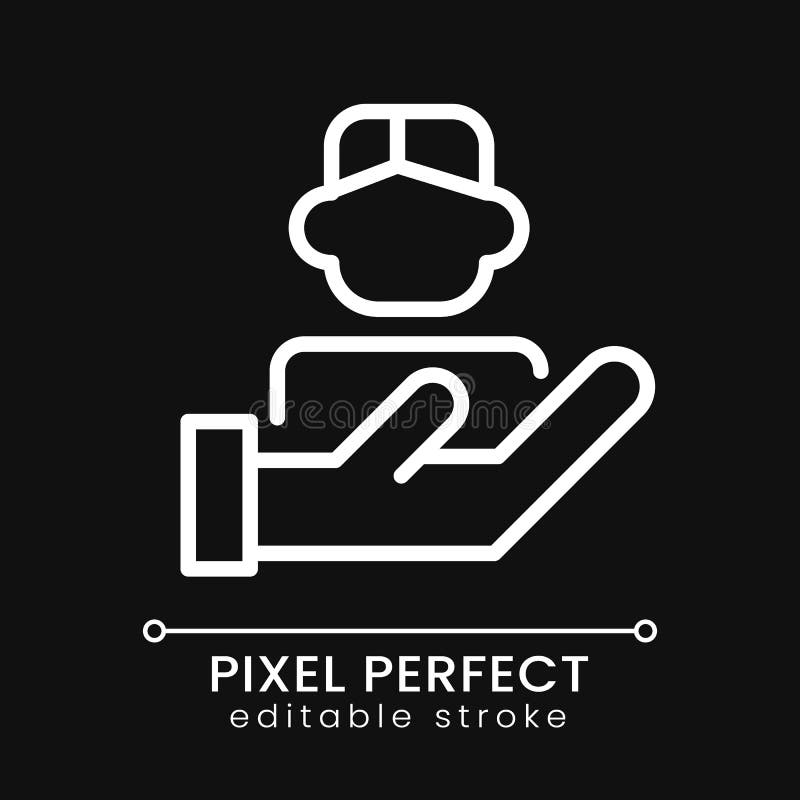 Customer Care Pixel Perfect White Linear Icon for Dark Theme Stock ...