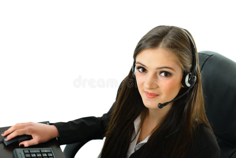 Customer Care Rep on Computer Stock Image - Image of desk, black: 30804817