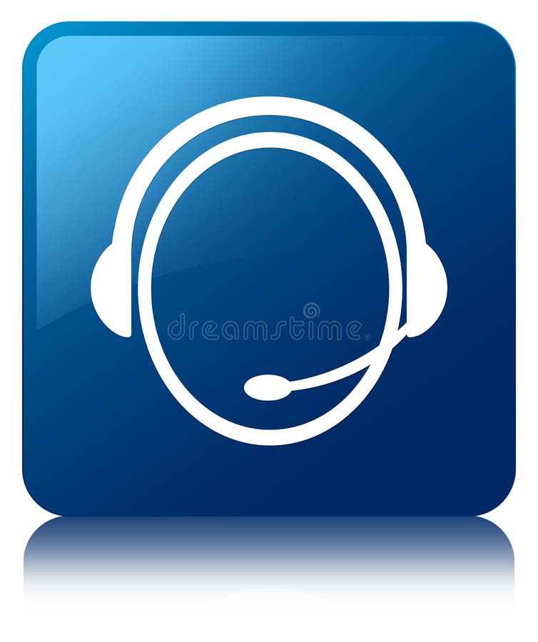 Customer Care Service Icon Blue Square Button Stock Illustration ...