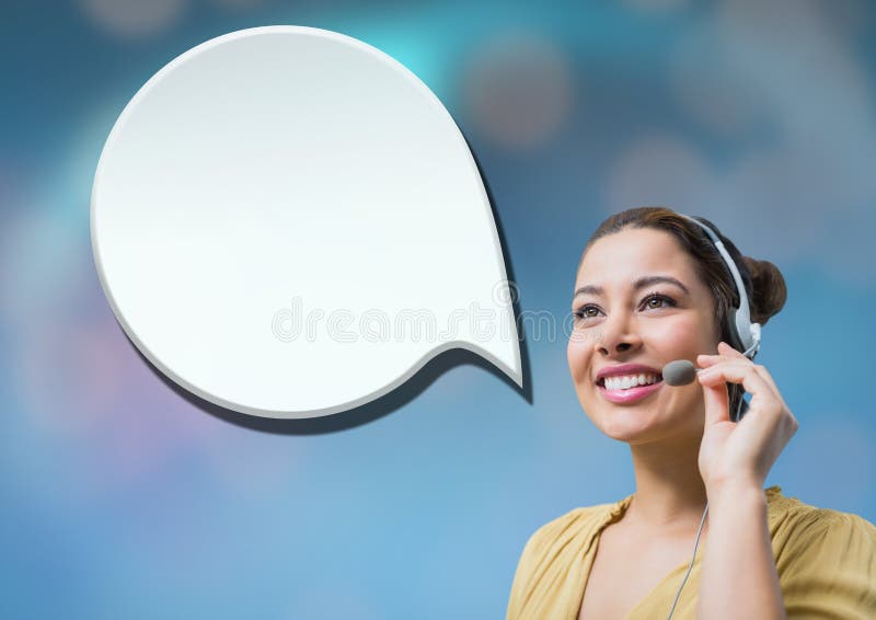 Customer Care Service Woman with Chat Bubble Stock Image - Image of ...