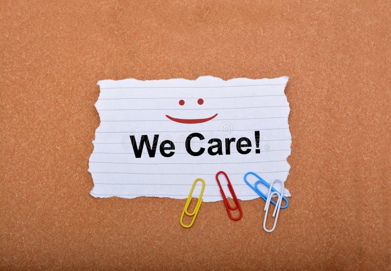 Customer Care Sign with Smile on Paper Stock Image - Image of response ...