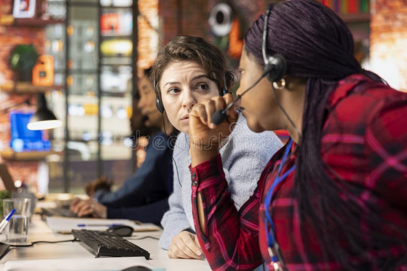 Customer Center Coworkers Cooperate, Assisting Clients with Installing ...