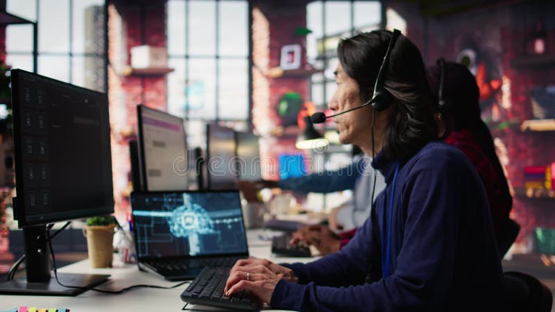 Customer Center Employee Uses Artificial Intelligence LLM Assistant ...