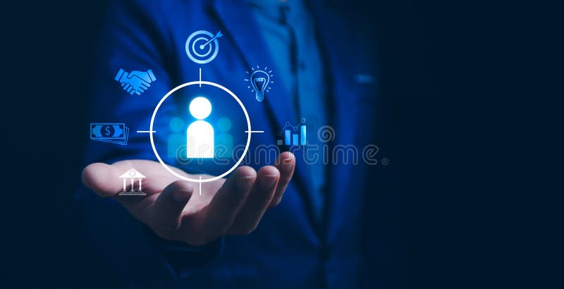 Customer Centricity and Business Strategy. a Businessman Presenting a ...