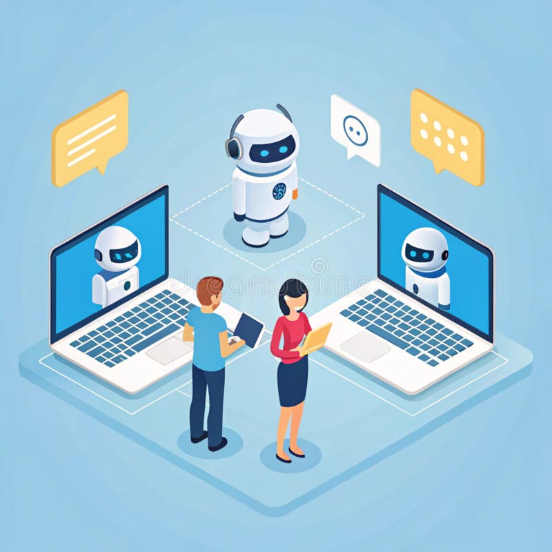 Customer in Chatbot Service Isometric 3d Vector Illustration Stock ...