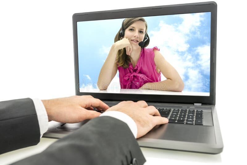Customer Chatting To a Call Centre Online Stock Photo - Image of ...