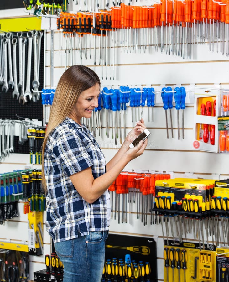 Customer Checking Information of Screwdriver on Stock Image - Image of ...