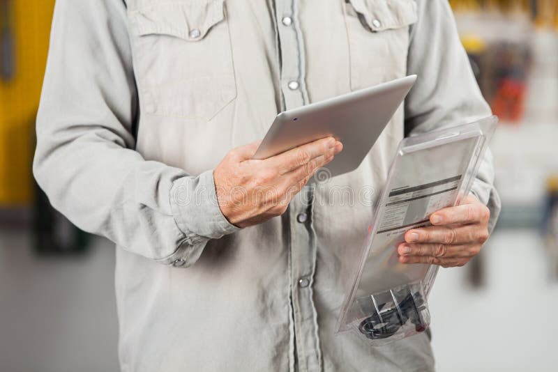 Customer Checking Product through Digital Tablet Stock Photo - Image of ...