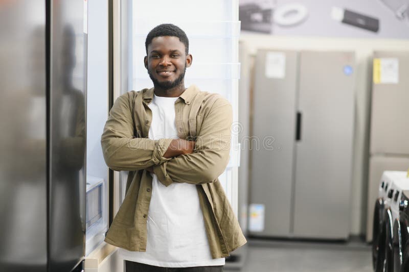 Customer Choosing Fridge in Appliances Store Stock Image - Image of ...