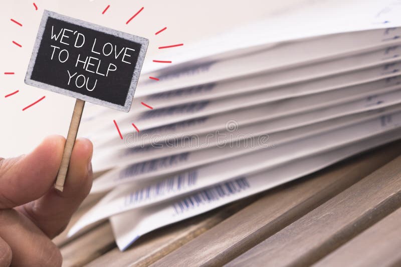 Customer or Client Support Center Concept with Many Envelopes on a Desk ...