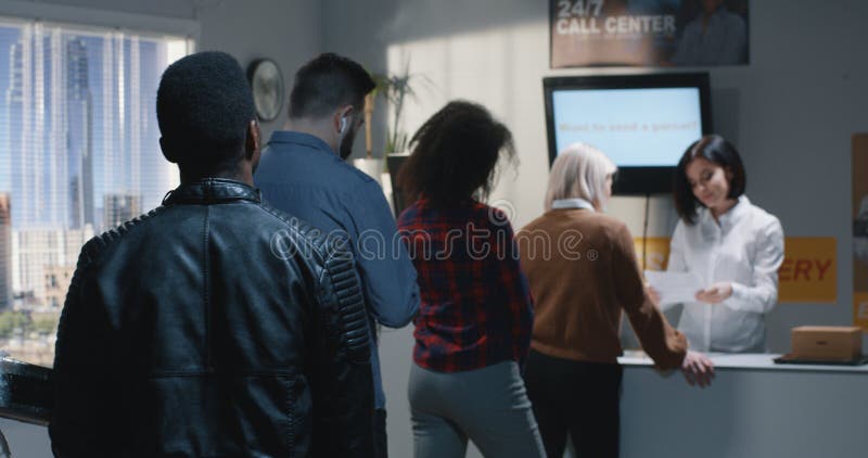 Customer Complaining about Service in Delivery Center Stock Photo ...