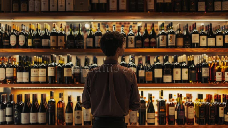Customer Contemplating Wine Selection Ai Generated Stock Photos - Free ...