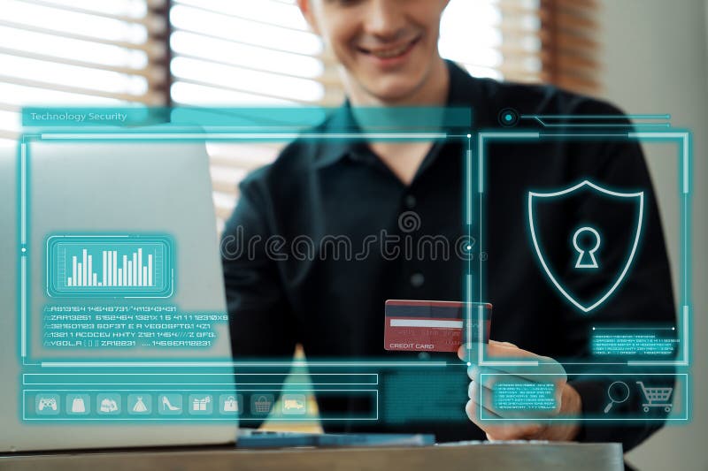 Elegant Customer with Hologram Using Credit Card for Authentication ...