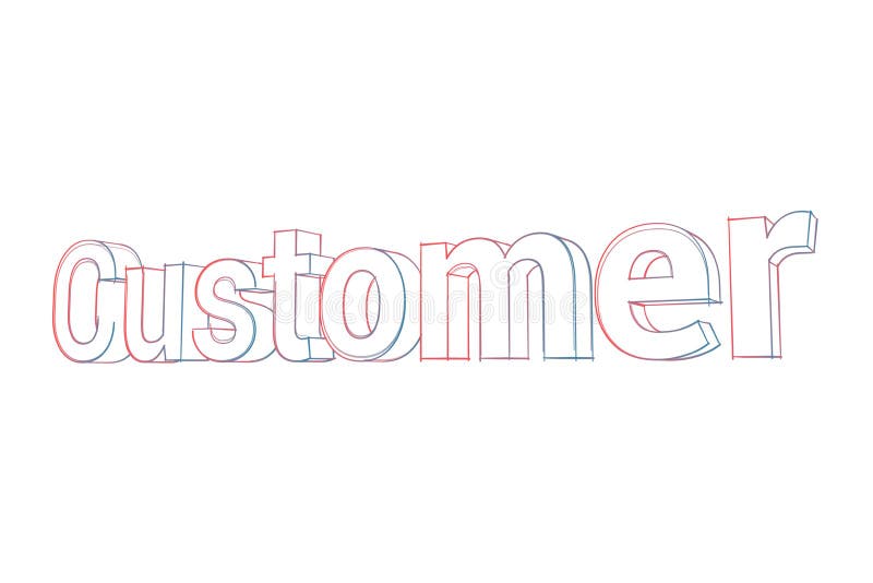 Customer - 3D Text Illustration - Words with Colored Lines Tilde and ...
