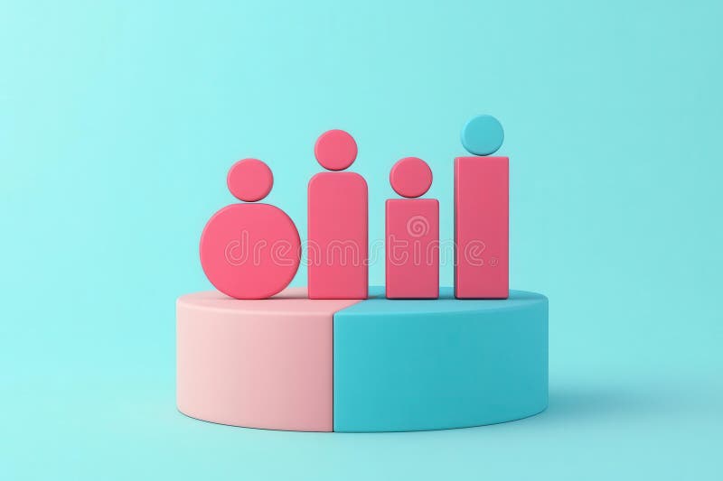 Customer Data Analysis, Pie Charts and Customer Icons, 3D Illustration ...