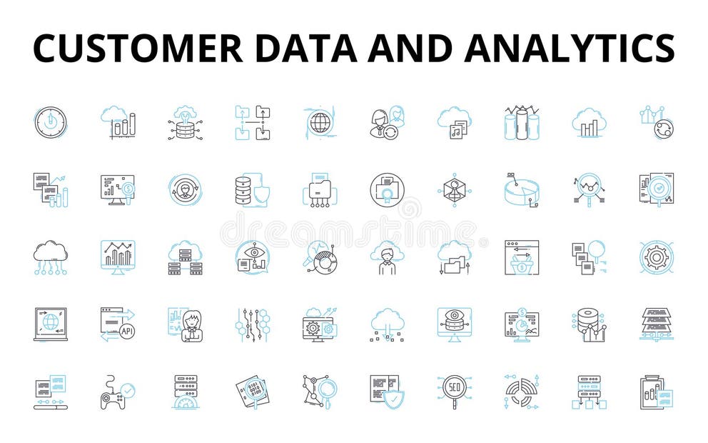 Customer Data and Analytics Linear Icons Set. Segmentation ...