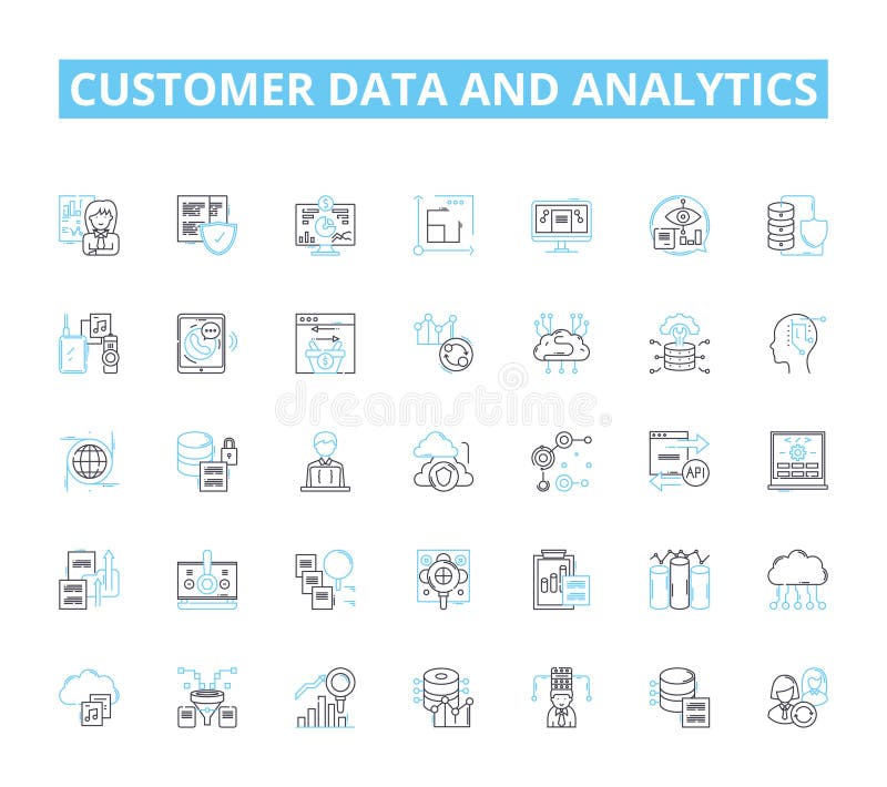 Customer Data and Analytics Linear Icons Set. Segmentation ...