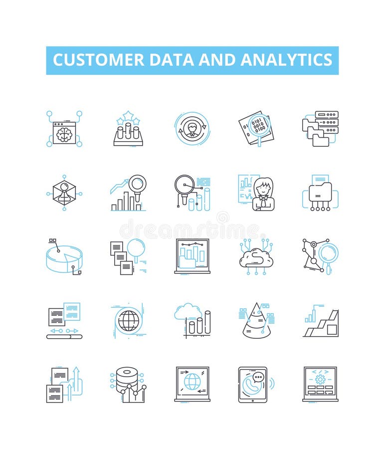 Customer Data and Analytics Vector Line Icons Set. Customer, Data, Analytics, Insights ...