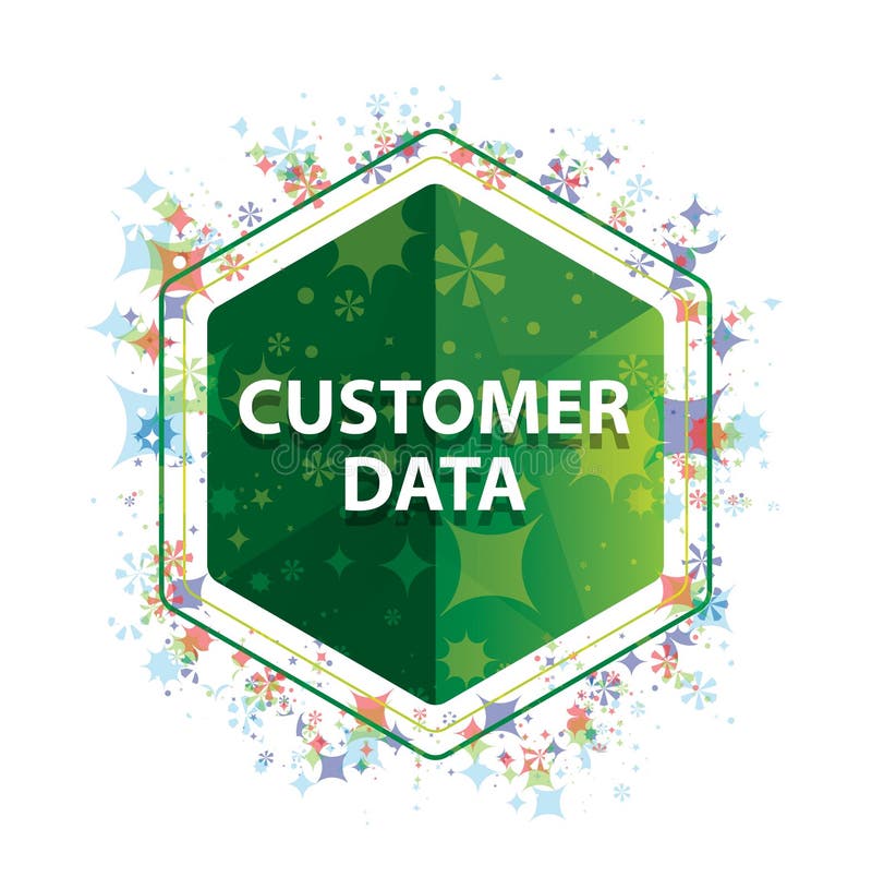 Customer Data Floral Plants Pattern Green Hexagon Button Stock ...