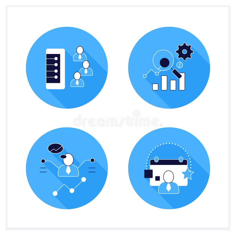 Customer Data Platform Flat Icons Set Stock Vector - Illustration of ...
