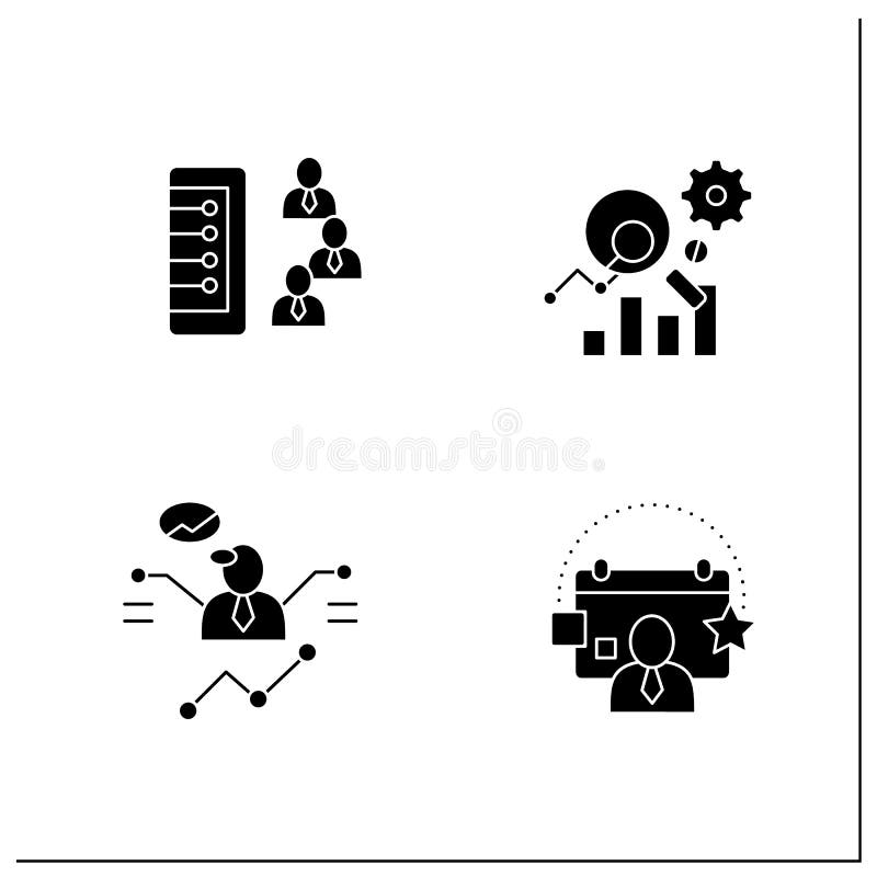 Customer Data Platform Glyph Icons Set Stock Vector - Illustration of ...