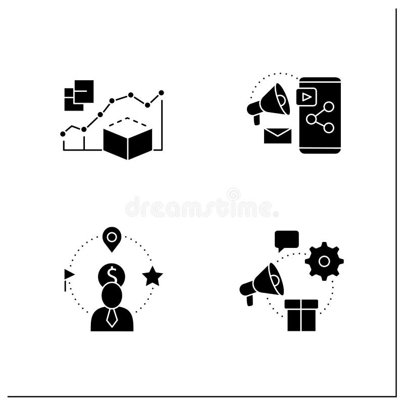 Customer Data Platform Glyph Icons Set Stock Vector - Illustration of ...
