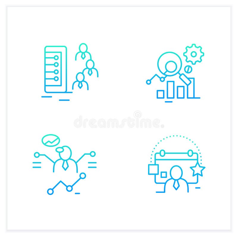 Customer Data Platform Gradient Icons Set Stock Vector - Illustration ...